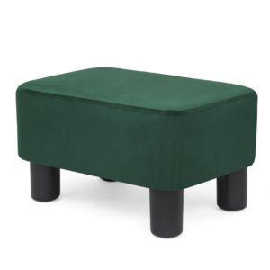 joveco small footstool ottoman fabric footrest modern rectangular footstools for living room bedroom (green)