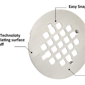 Artiwell 4-1/4” OD Snap-in Shower Drain Cover, Round Shower Drain Strainer Grid, Replacement Cover, Designed for Long-Lasting