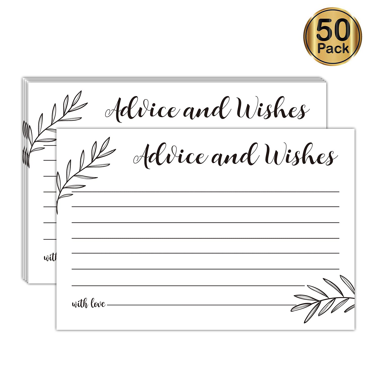 Advice and Wishes Cards, 50 Cards, for Wedding, New Mr and Mrs, Baby Shower, Retirement, Graduation, Anniversary (4inch x 6inch), White