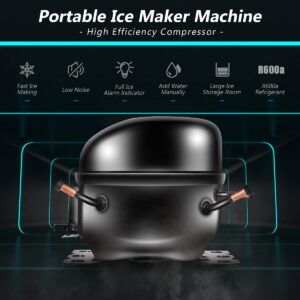 SIMOE Ice Makers Countertop 26.5 LBS/24 Hour Electric Portable Ice Maker Machine with Self-Cleaning, 304 Food Grade Stainless Steel Ice Cube Maker 9 Ice Cubes Ready in 6 Minutes, LED Control