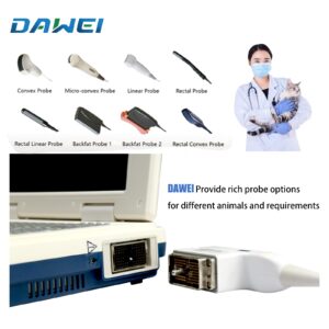 DAWEI Portable Ultrasound Machine Laptop Vet Ultrasound Scanner with 6.5Mhz Micro Convex Probe for Pregnancy Pet,Rabbits,Sheep,Dogs,Cats,Small Animals