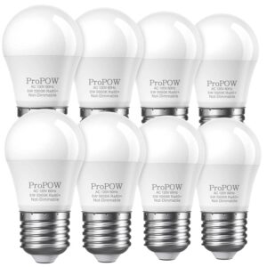 propow a15 led bulb, 5w led light bulbs (40 watt light bulb equivalent), 5000k daylight white energy saving low watt light bulbs, e26 ceiling fan light bulb for bedroom (8-pack)