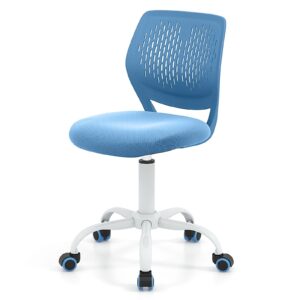 powerstone small desk chair home office computer chair armless task chair adjustable swivel rolling chair with low back for small space blue