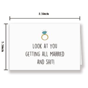 Longkado Hilarious Wedding and Engagement Card for Friend, Humorous Married Celebrating Card, Bridal Shower Card