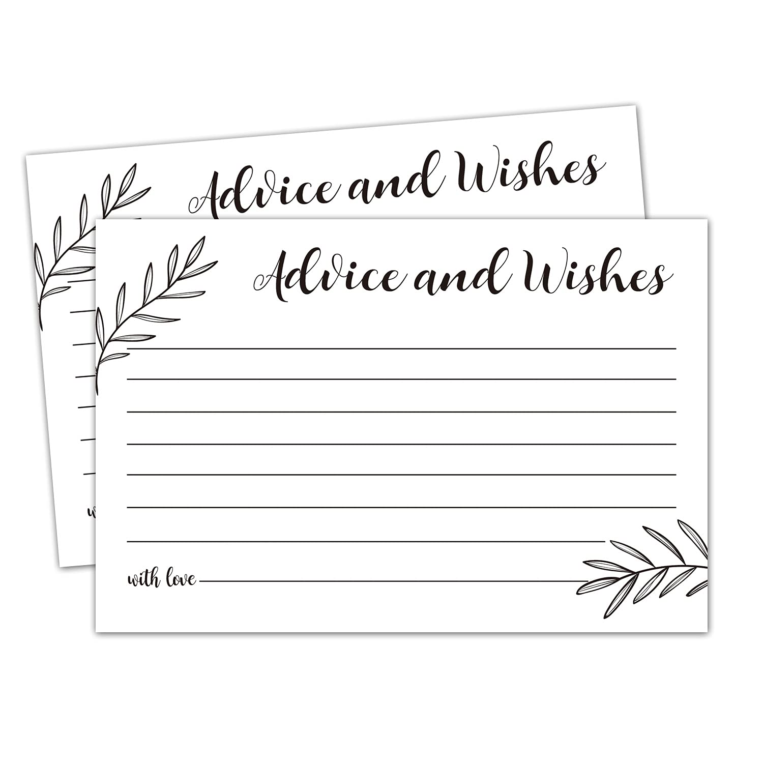 Advice and Wishes Cards, 50 Cards, for Wedding, New Mr and Mrs, Baby Shower, Retirement, Graduation, Anniversary (4inch x 6inch), White