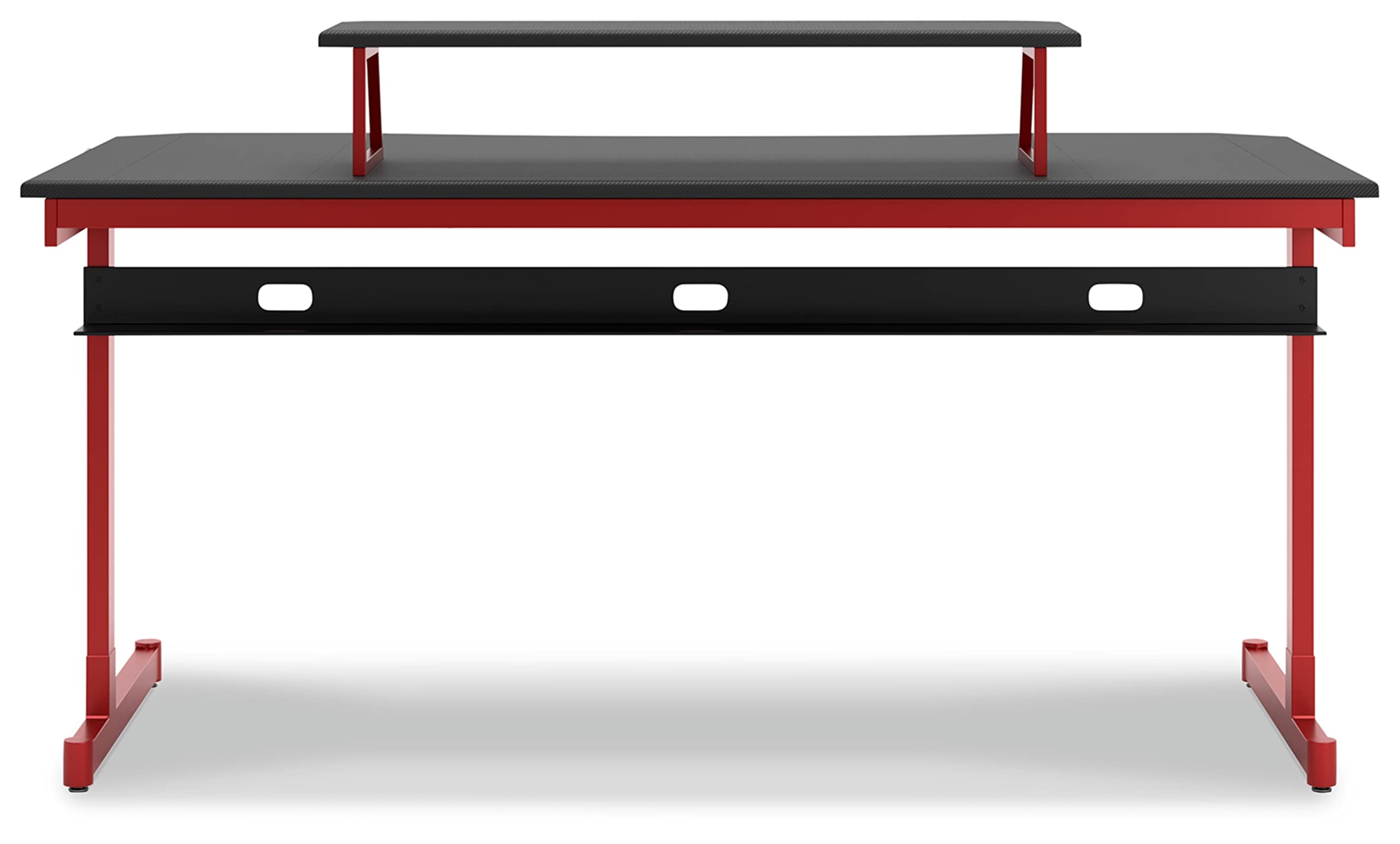 Signature Design by Ashley Lynxtyn Contemporary 63" Home Office Desk with Raised Monitor Stand, Red & Black