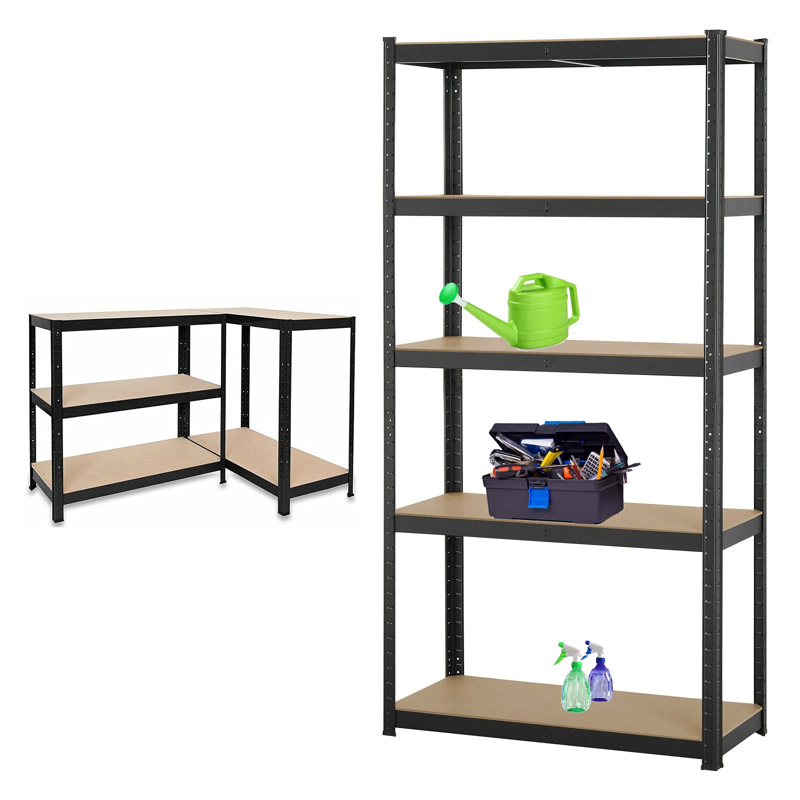 Garage Storage Shelving Unit Heavy Duty Metal Frame 386lbs Load Per Tier, 35.4 x 15.7 x 71in, 5 Adjustable Shelves, Industrial Shelving Utility Shelves Storage Rack for Home Warehouse Kitchen, Black