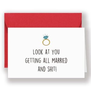 longkado hilarious wedding and engagement card for friend, humorous married celebrating card, bridal shower card