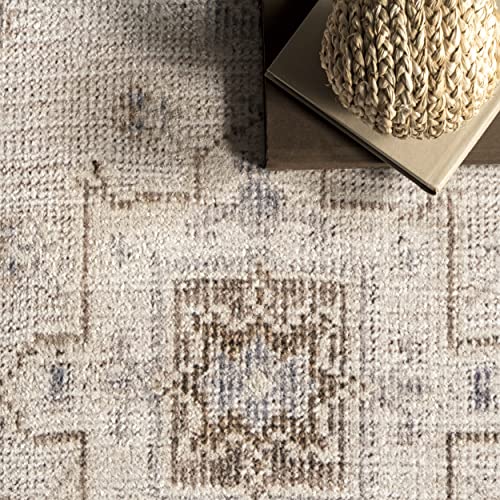 nuLOOM Krystin Medallion 8x10 Machine Washable Area Rug for Living Room Bedroom Dining Room Kitchen, Beige/Ivory