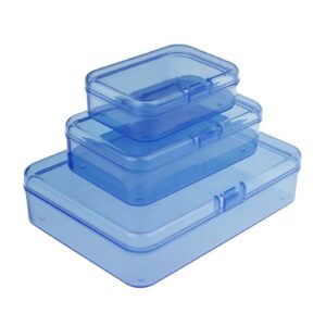 LJY 36 Pieces Mixed Sizes Rectangular Empty Mini Plastic Storage Containers with Lids for Small Items and Other Craft Projects (Blue)