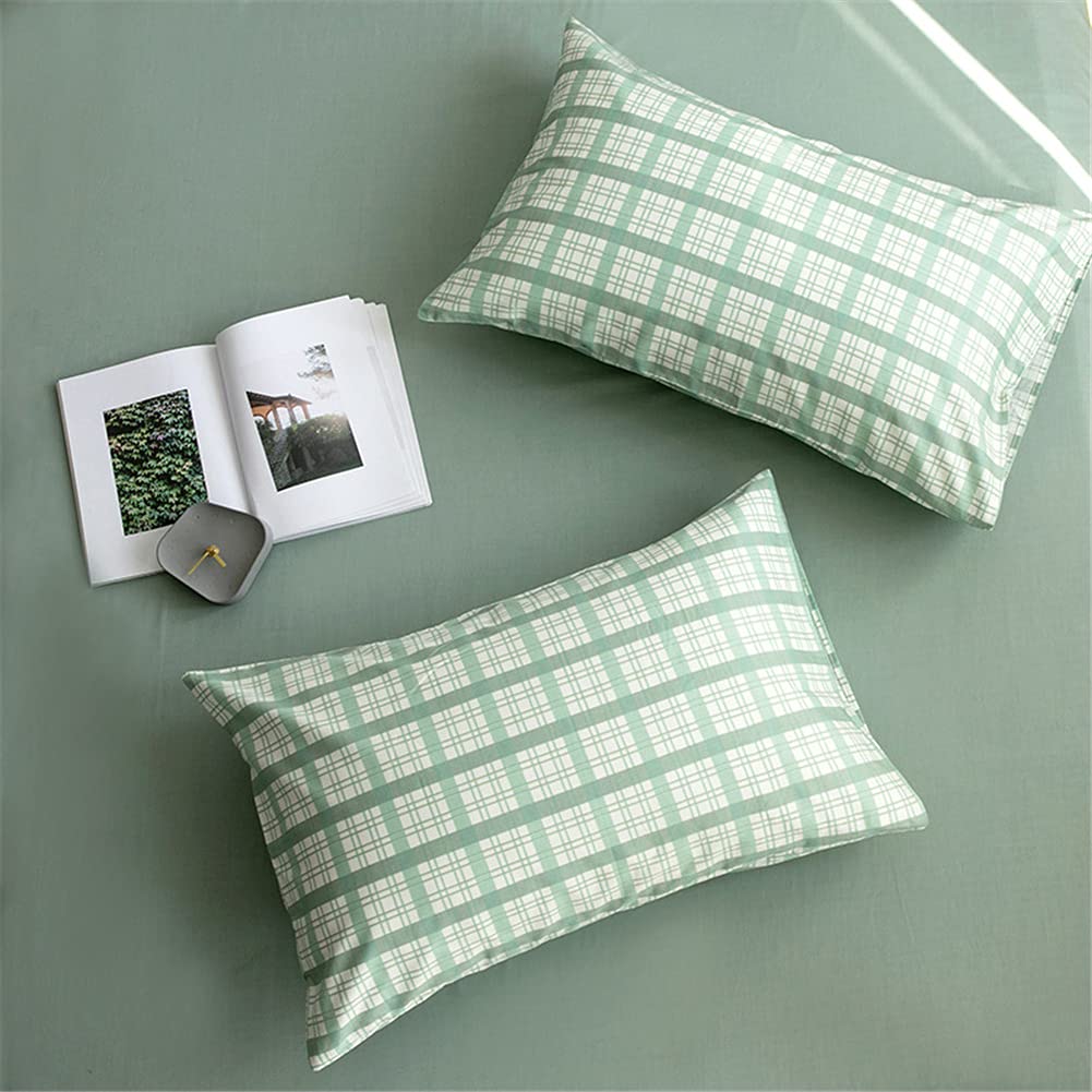 Nayoroom Green Plaid Duvet Cover Queen Size White Sage Green Grid Geometric Patterned Bedding Set 3 Pieces Soft Durable 120G Microfiber Reversible Comforter Cover with Zipper Closure for Women Men