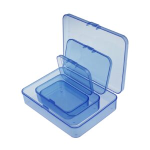 LJY 36 Pieces Mixed Sizes Rectangular Empty Mini Plastic Storage Containers with Lids for Small Items and Other Craft Projects (Blue)