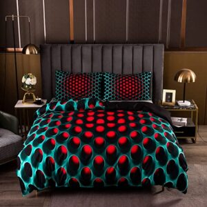 yhxsly 3d geometric patterns printed softly bedding set stereoscopic dense hole warmly duvet cover set 2/3pcs with pillow case (king,black)