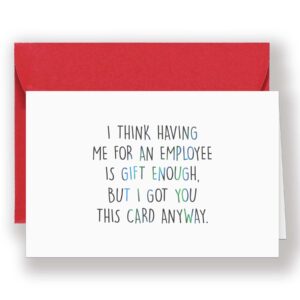 longkado funny boss birthday card, humor joking boss’s day card for your leader, having me for your employee