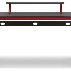 Signature Design by Ashley Lynxtyn Contemporary 63" Home Office Desk with Raised Monitor Stand, Red & Black