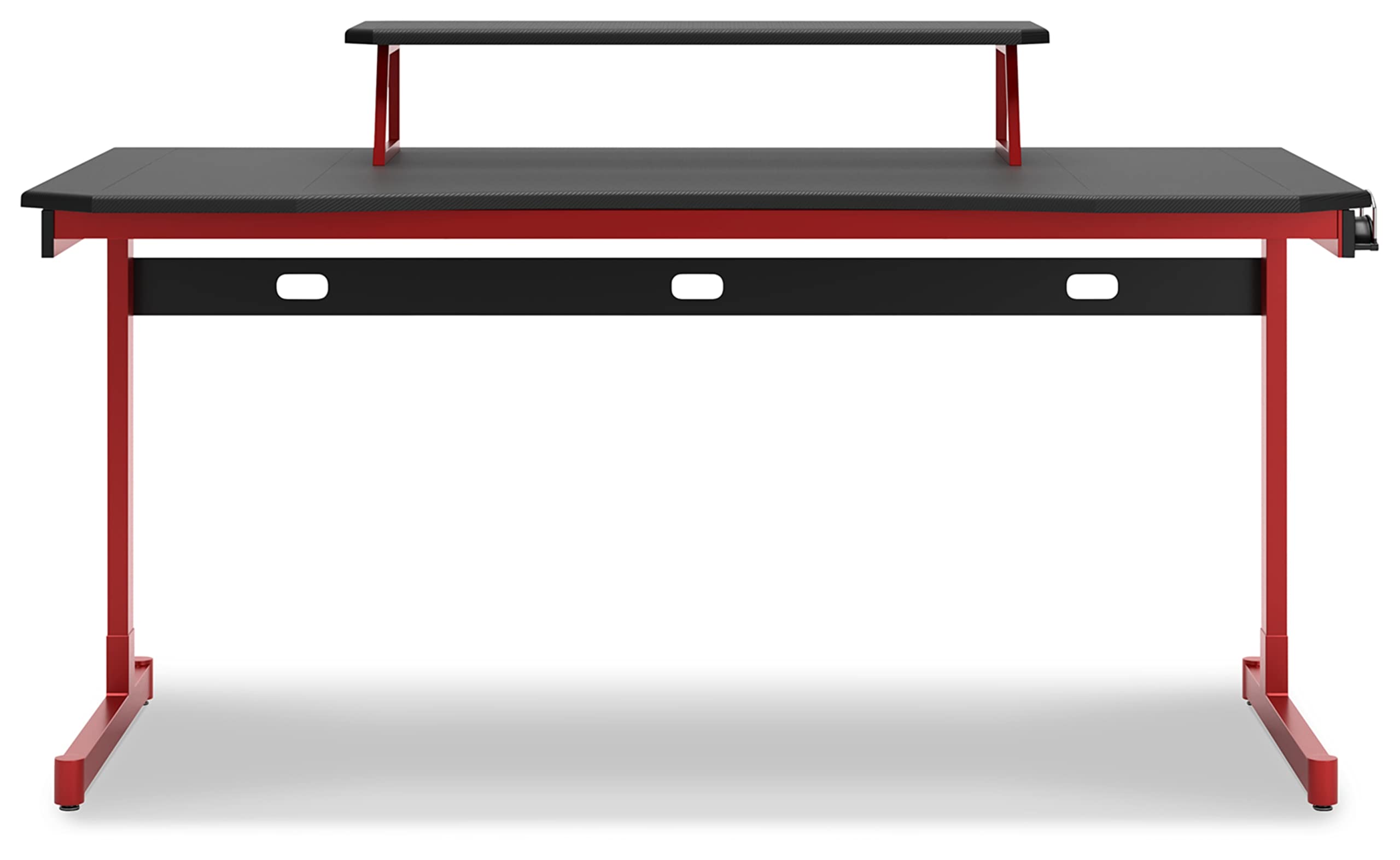 Signature Design by Ashley Lynxtyn Contemporary 63" Home Office Desk with Raised Monitor Stand, Red & Black