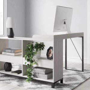 Signature Design by Ashley Bayflynn Modern L-Desk, White & Black