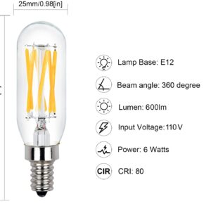 Raheem T8 LED Bulb, E12 Dimmable LED Bulb, 110v 600Lumens 3000k 60W Equivalent, Clear Glass Tubular Light Bulb, Best Replacement for Incandescent Bulb, Candelabra LED Bulbs, 10 Pack (Warm White)