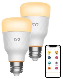 yeelight led smart light bulb 60w equivalent, a19 led wi-fi smart bulb, rgbw color changing bulb, work with apple homekit, alexa & google assistant, smartthings, razer chroma 4 pack