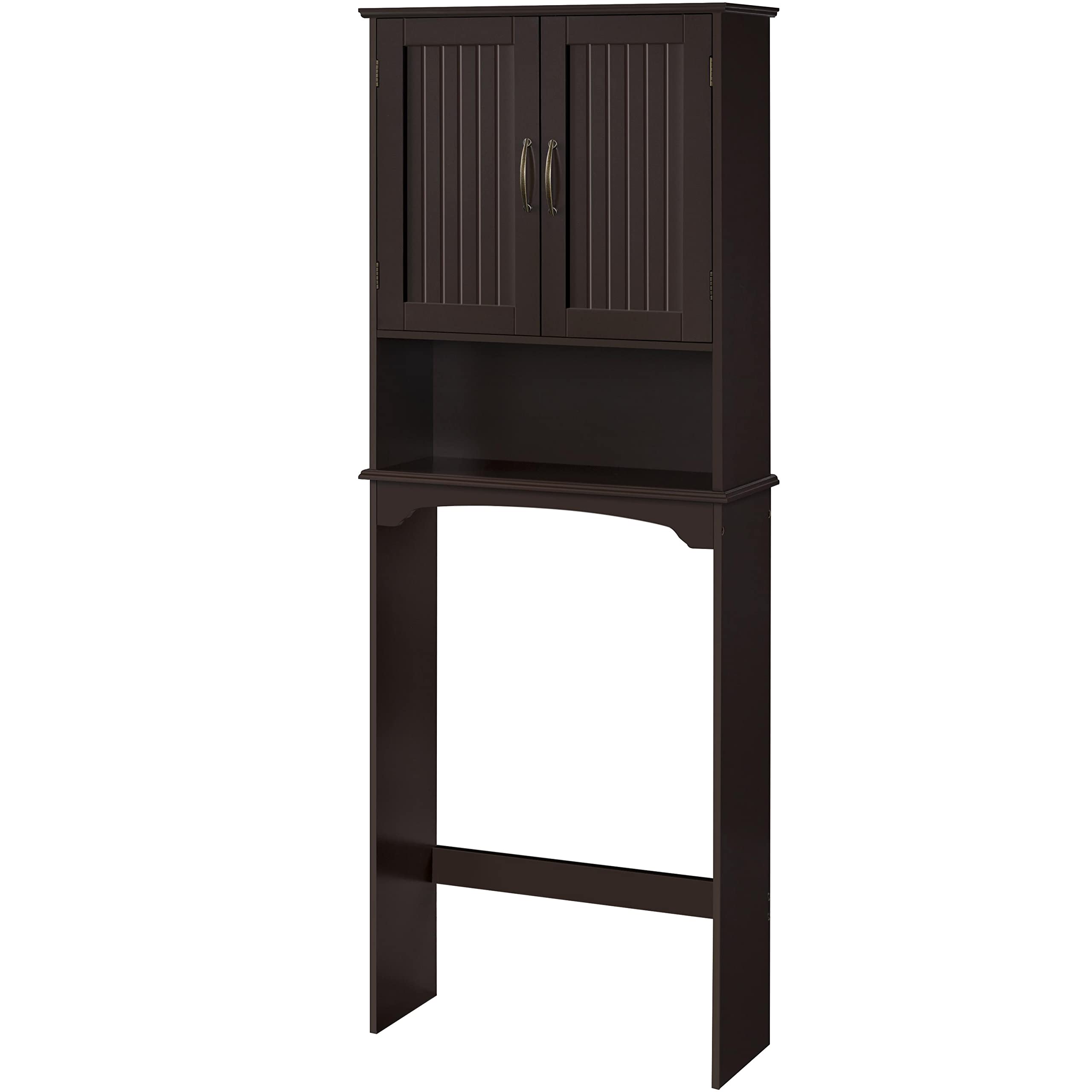 Yaheetech Over The Toilet Storage with 2 Doors & Adjustable Shelf, Free Standing Toilet Rack Wooden Space-saving Collect Cabinet, Bathroom Furniture, 9Dx24.5Wx66H Inches, Espresso