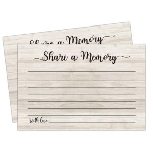 share a memory cards, 50 cards, memory card for celebration of life, graduation, wedding, retirement, going away party, 4 x 6 inch, wood grain