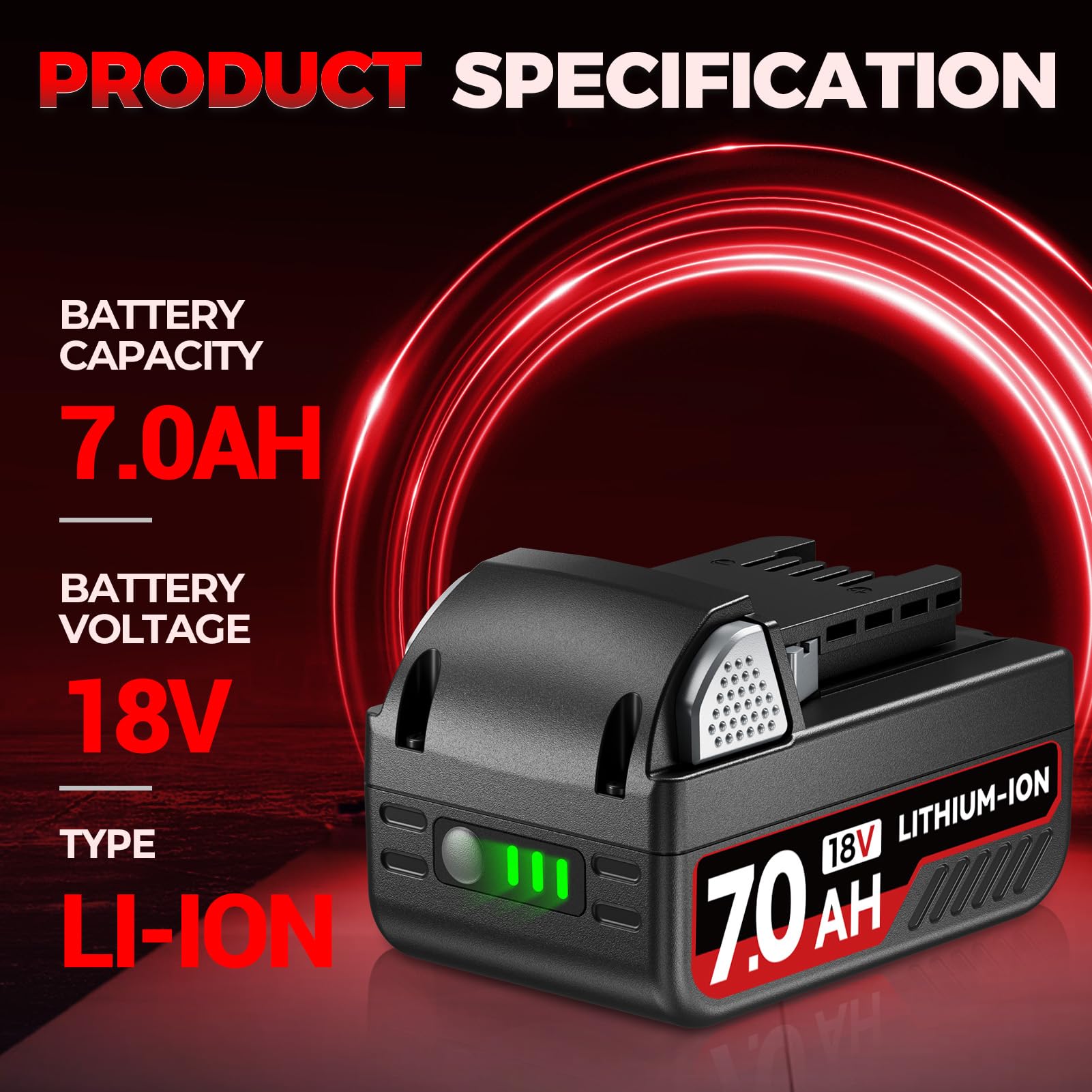 GROWFEAT 2Pack 7.0Ah 18V Battery Replacement for Milwaukee M-18 Battery, Compatible with Milwaukee 18V Battery and Tools