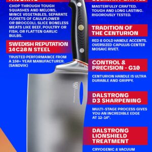 Dalstrong Meat Cleaver Knife - 7 inch - Centurion Series - Swedish 14C28N High Carbon Stainless Steel - G10 Handle - Razor Sharp Giftable Meat Cutting Knife - w/Sheath