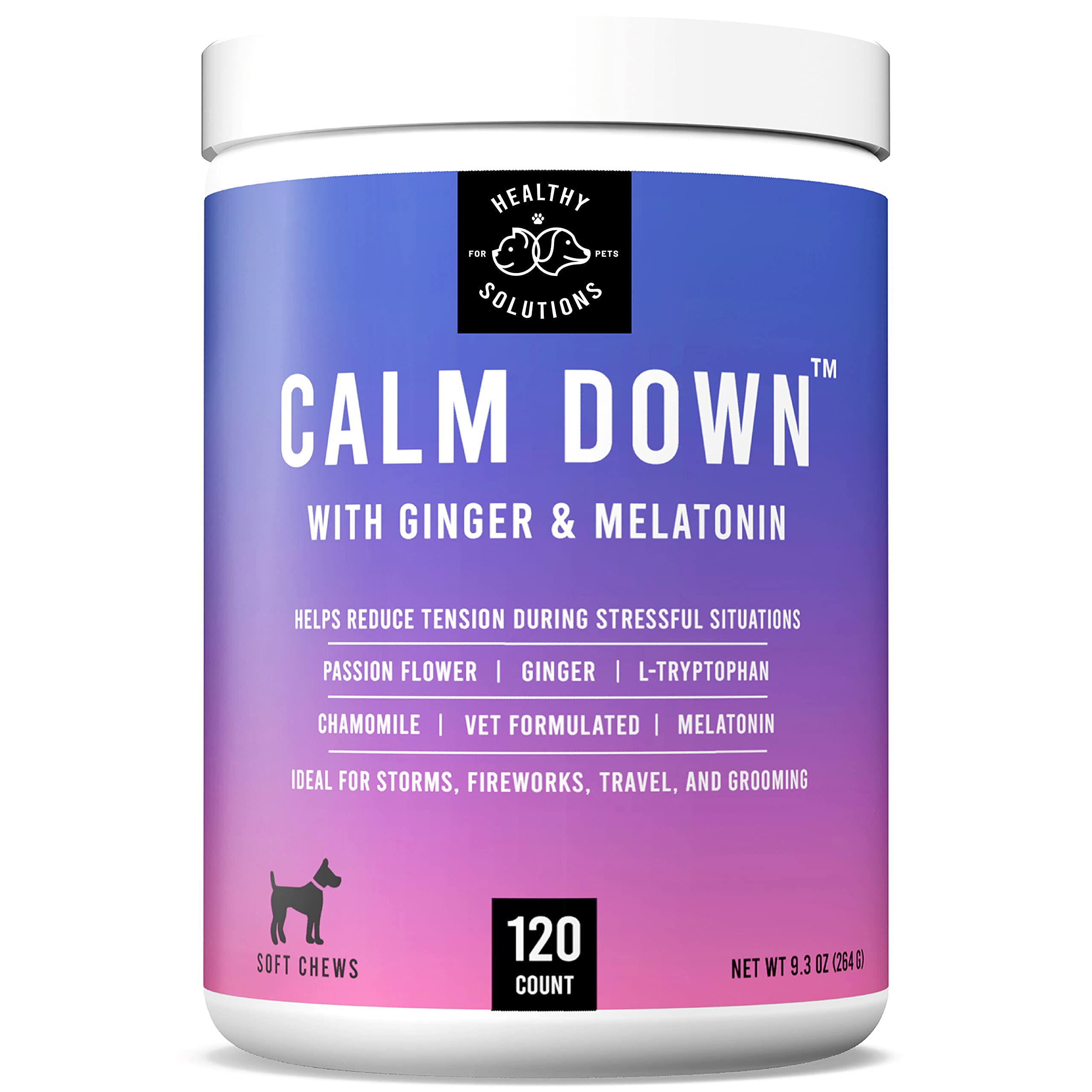 Calming Chews for Dogs - Dog Calming Treats for Anxiety & Stress Relief with Melatonin and Ginger - Aid with Storms, Grooming, Fireworks, Separation, Travel, Motion Sickness, & Sleep - 120 Chews