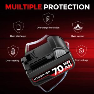 GROWFEAT 2Pack 7.0Ah 18V Battery Replacement for Milwaukee M-18 Battery, Compatible with Milwaukee 18V Battery and Tools