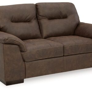 Signature Design by Ashley Maderla Oversized Faux Leather Loveseat, Dark Brown