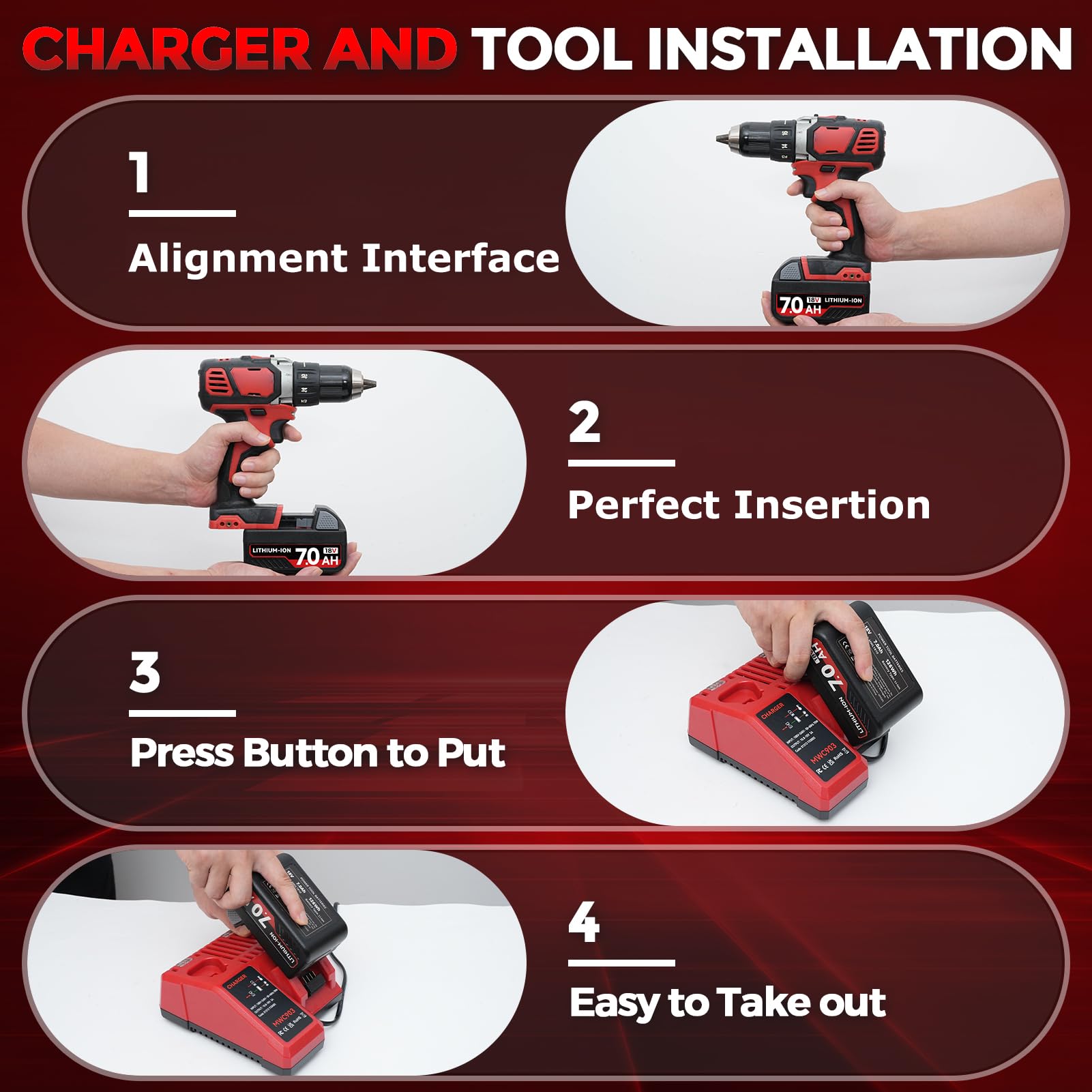 GROWFEAT 2Pack 7.0Ah 18V Battery Replacement for Milwaukee M-18 Battery, Compatible with Milwaukee 18V Battery and Tools