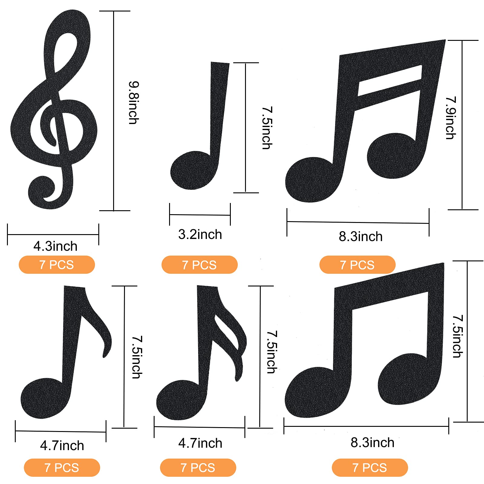 42 Pcs Music Notes Cutouts Musical Party Decorations Music Notes Silhouette for Music Theme Birthday Party Supplies Baby Shower School Bulletin Board Craft Home Wall Decor