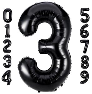 40 inch large black number 3 balloon extra big size jumbo digit mylar foil helium balloons for birthday party celebration decorations graduations wedding anniversary baby shower supplies photo shoot