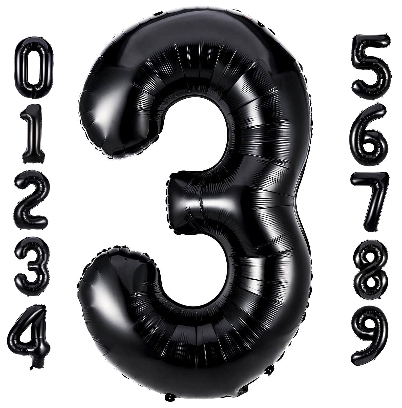 40 Inch Large Black Number 3 Balloon Extra Big Size Jumbo Digit Mylar Foil Helium Balloons for Birthday Party Celebration Decorations Graduations Wedding Anniversary Baby Shower Supplies Photo Shoot