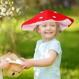 NUOBESTY Kids Mushroom Hat Costume Accessory Red Plush Mushroom Hat Cartoon Party Costume Hat for Festival Decor(40cm*40cm)