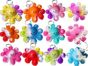 roaqua 30 packs bulk octopus backpack keychain mini pop fidget for students gifts and octopus christmas party favors,students bubble prize