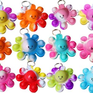 Roaqua 30 Packs Bulk Octopus Backpack Keychain Mini pop Fidget for Students Gifts and Octopus Christmas Party Favors,Students Bubble Prize