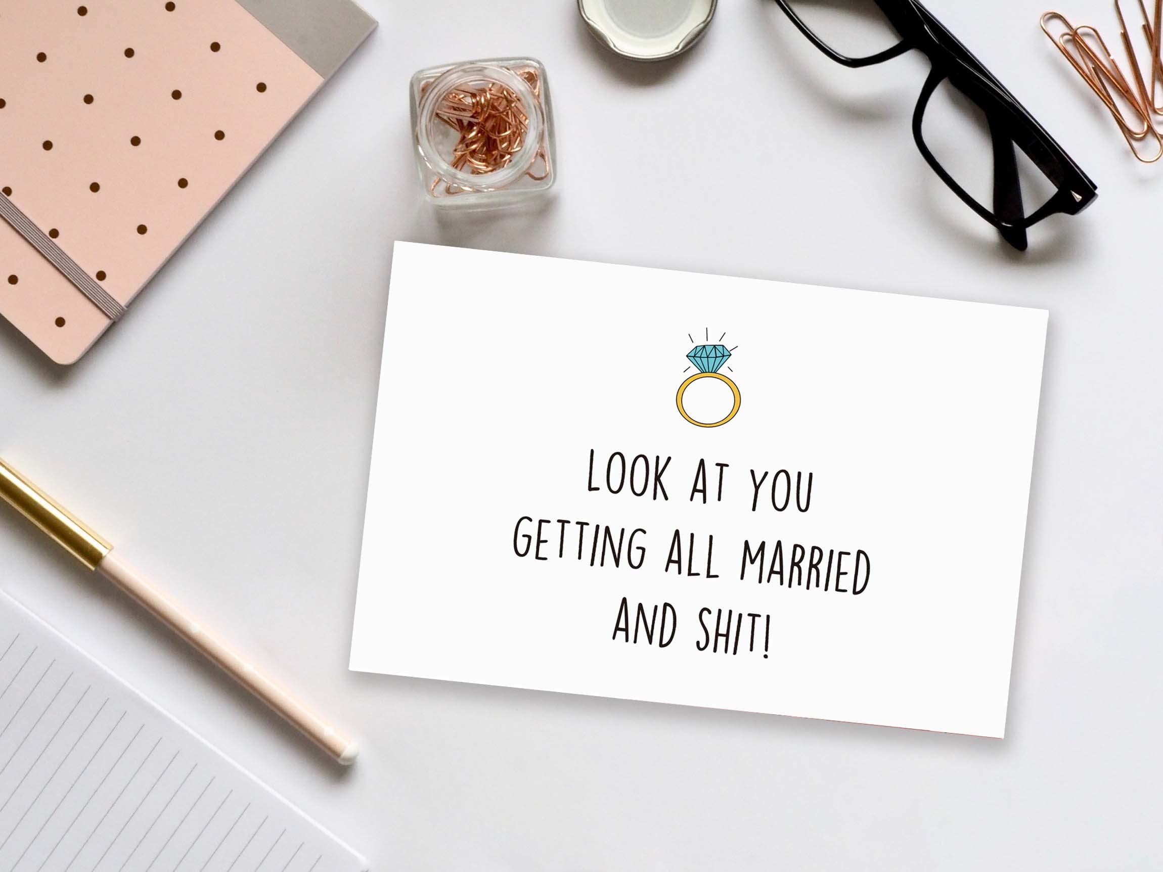 Longkado Hilarious Wedding and Engagement Card for Friend, Humorous Married Celebrating Card, Bridal Shower Card