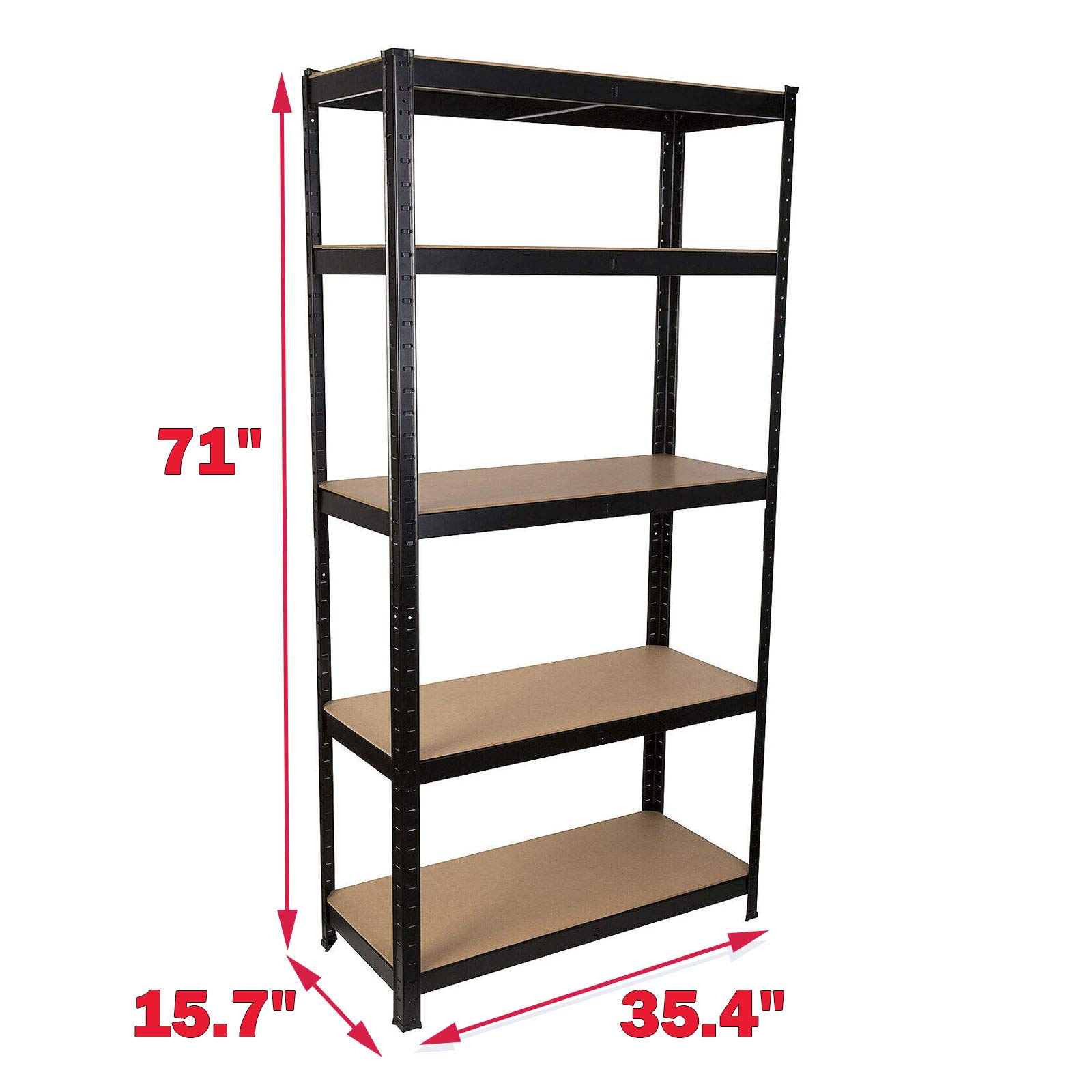 Garage Storage Shelving Unit Heavy Duty Metal Frame 386lbs Load Per Tier, 35.4 x 15.7 x 71in, 5 Adjustable Shelves, Industrial Shelving Utility Shelves Storage Rack for Home Warehouse Kitchen, Black