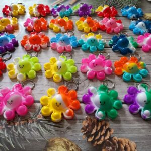 Roaqua 30 Packs Bulk Octopus Backpack Keychain Mini pop Fidget for Students Gifts and Octopus Christmas Party Favors,Students Bubble Prize