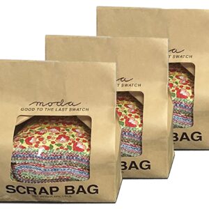 Moda Fabric 3 Scrap Bags, Assorted, 6 Inches