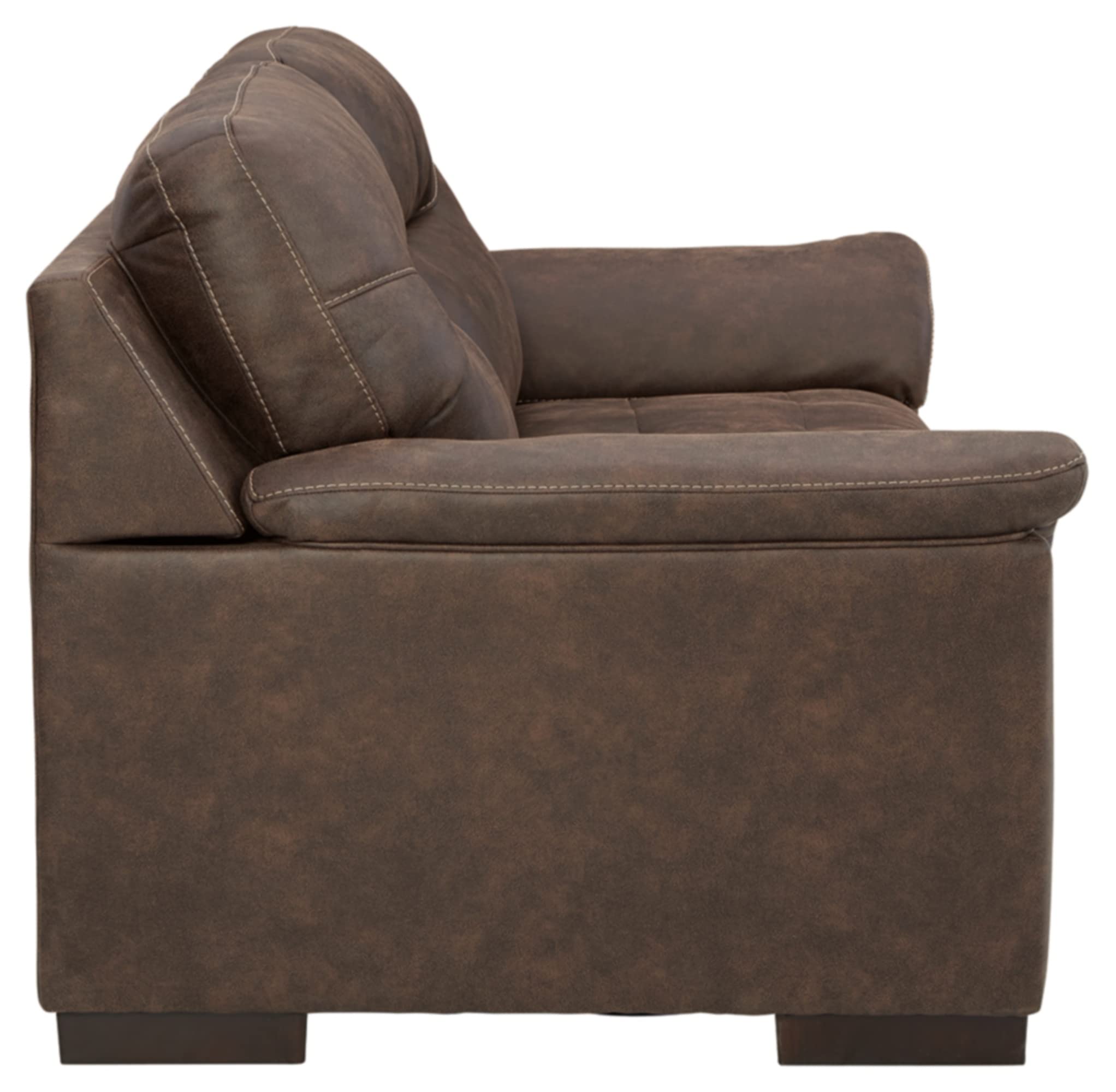 Signature Design by Ashley Maderla Oversized Faux Leather Loveseat, Dark Brown