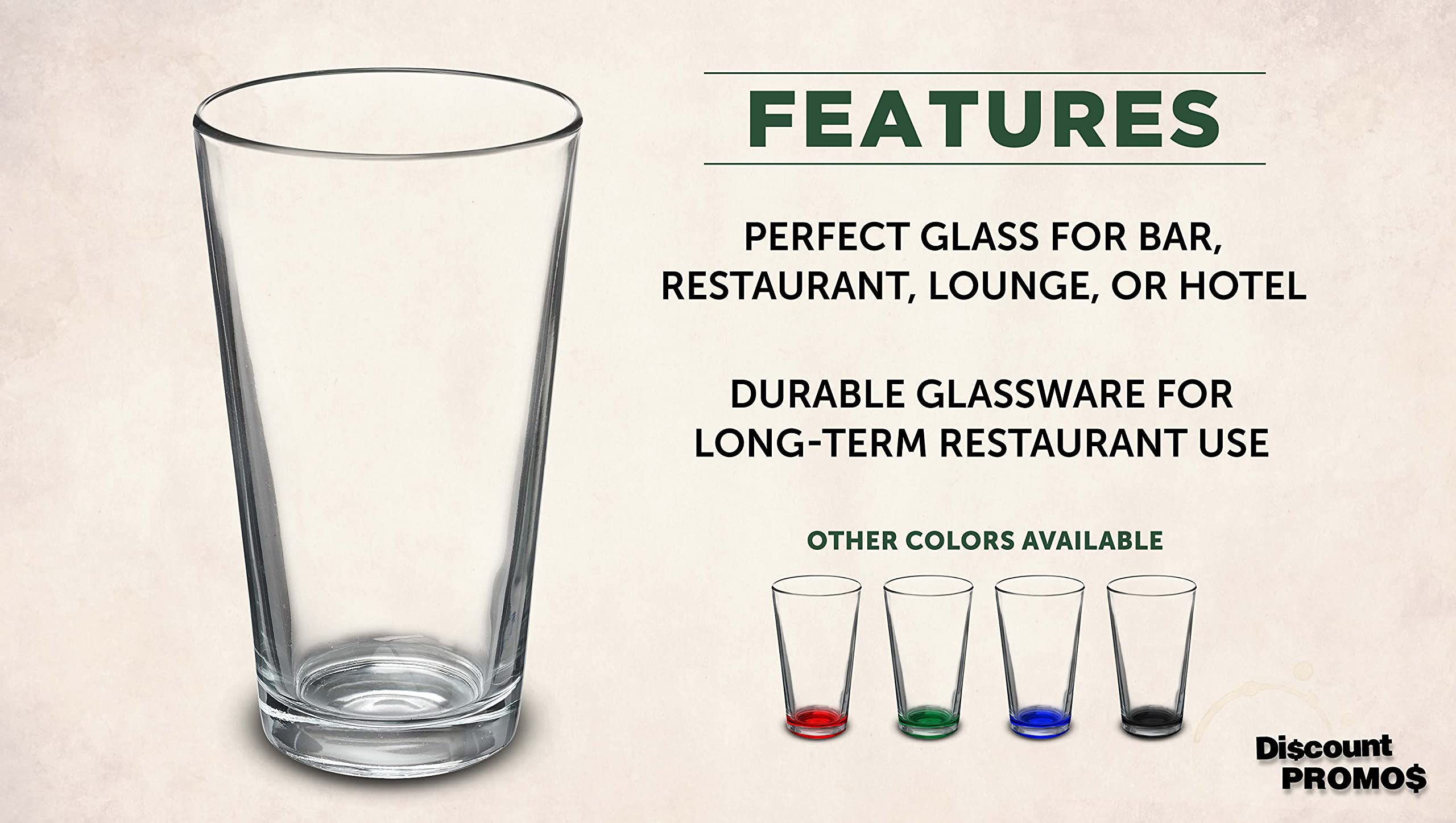 DISCOUNT PROMOS Personal Mixing Glasses 20 oz. Set of 10, Bulk Pack - Quality Glass, Thick Base, Home Bartending, Durable - Clear