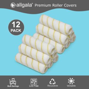 Allgala Paint Roller Covers, 12-Pack 9 Inch Shedless Paint Roller Covers 1/2 Inch Nap, Covers for Paint Roller Frame and Paint Roller Kit