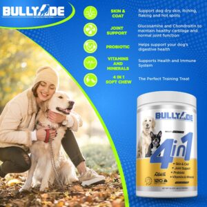 Bullyade 4 in 1 - Probiotic, Joint Support, Skin & Coat, Multi-Vitamin Soft Chews for Dogs, 16.9 oz