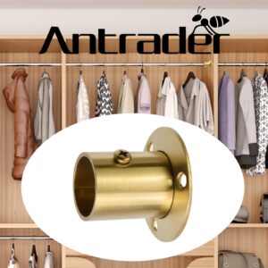 Antrader 4-Pack Stainless Steel Closet Rod Flange- 1 Inch Diameter Adjustable Socket Bracket Support Holder for Pipe, Gold