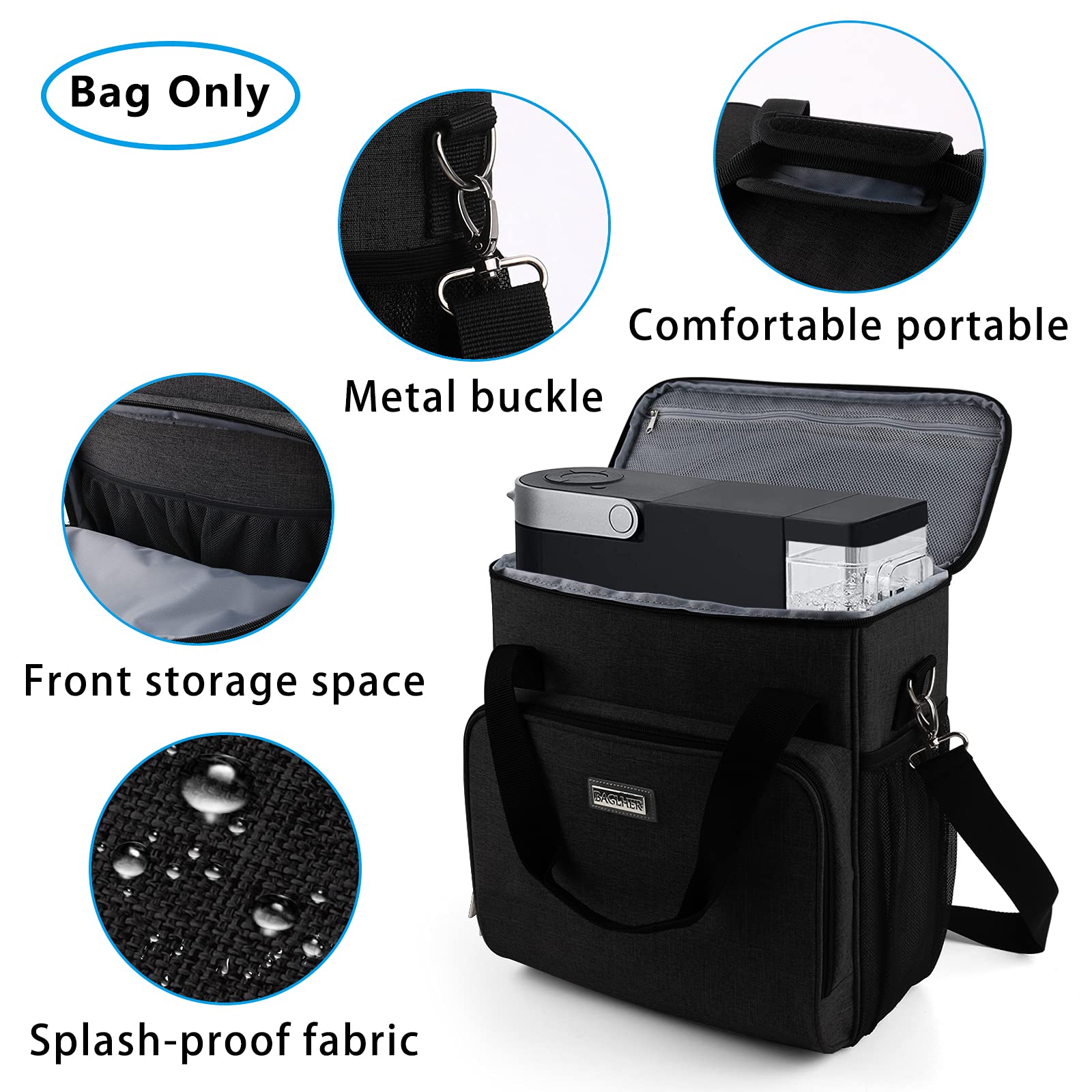 BAGLHER Coffee Maker Travel Bag Compatible with Keurig K-Mini, K-Mini Plus, Nespresso Vertuo or Other Accessories, Portable Coffee Maker Case with Shoulder Strap for Travel Black