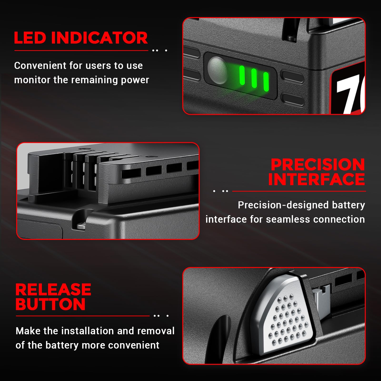 GROWFEAT 2Pack 7.0Ah 18V Battery Replacement for Milwaukee M-18 Battery, Compatible with Milwaukee 18V Battery and Tools