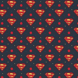 dc comics fabric young dc superman logo in blue premium quality 100% cotton fabric by the yard