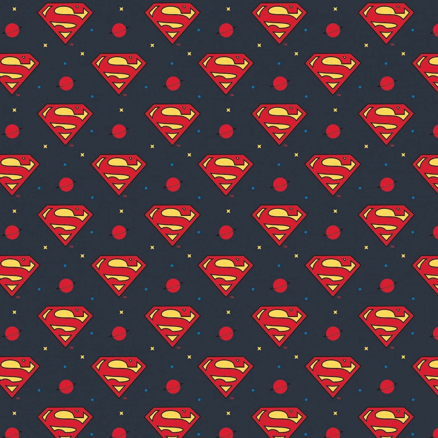 DC Comics Fabric Young DC Superman Logo in Blue Premium Quality 100% Cotton Fabric by The Yard